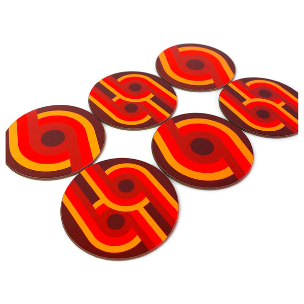 70s Supergraphic Coasters, Set of 6. Retro coasters by Inkabilly