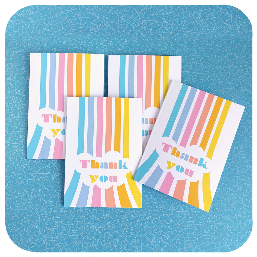 Retro Rainbow Thank You Cards - Pack of 4 | The Inkabilly Emporium